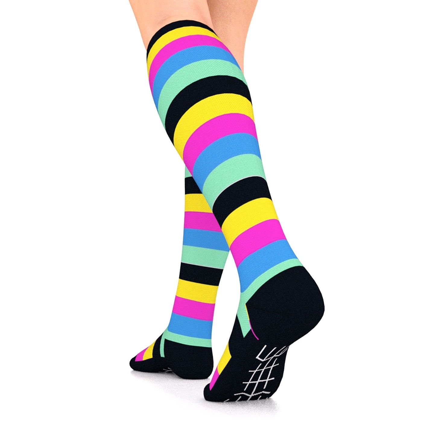 Compression Socks Unisex | Medium Compression | Black with Multi-Color ...